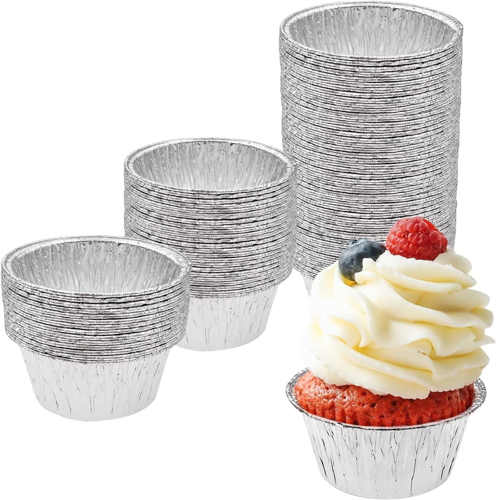 NOGIS Aluminum Foil Baking Cups, Disposable Aluminum Cupcake liners ...