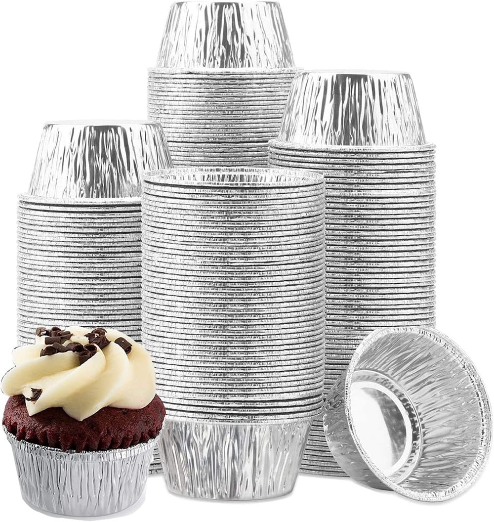NOGIS Aluminum Foil Baking Cups, Disposable Ramekin Silver Foil Cupcake ...