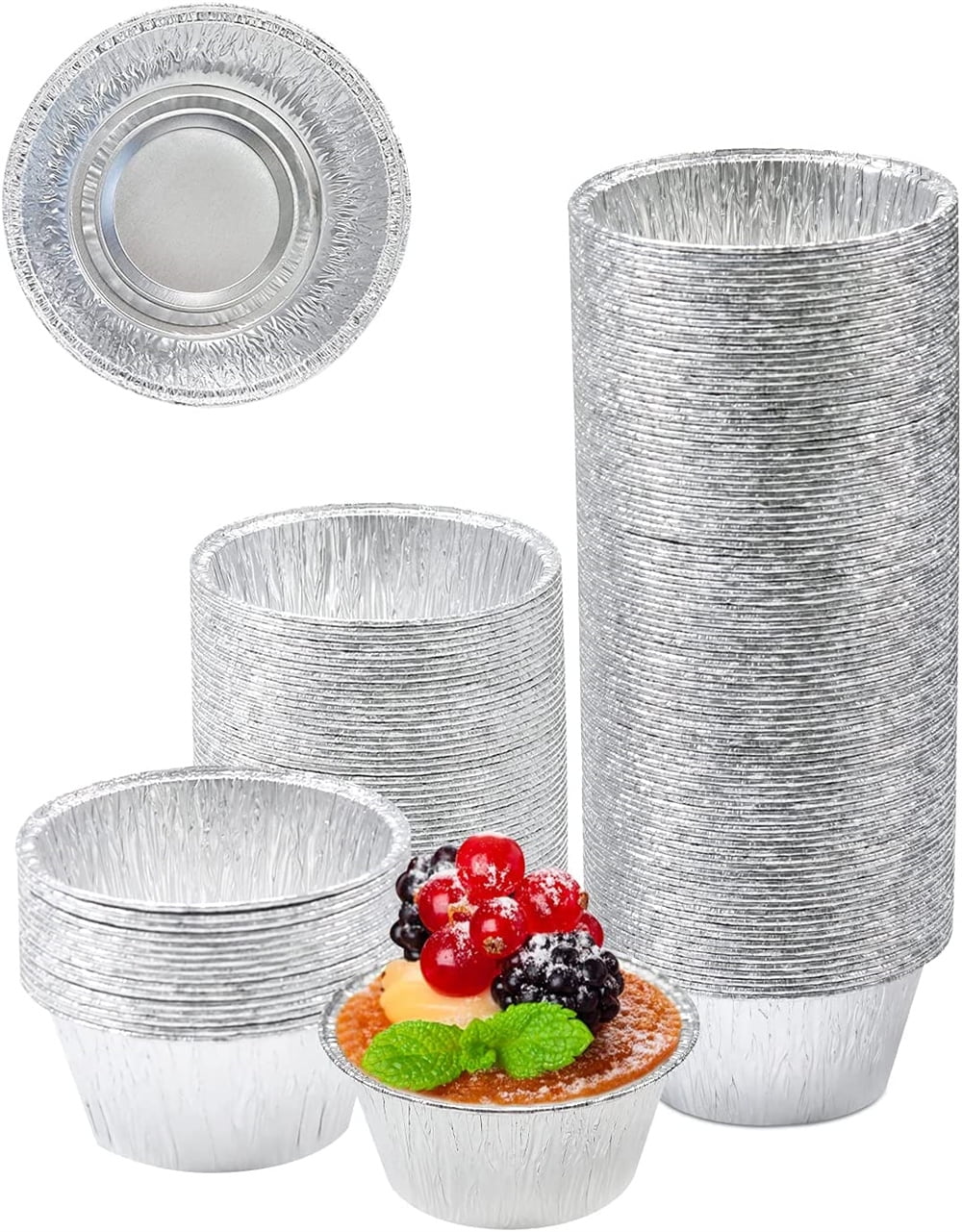 NOGIS Aluminum Foil Ramekins - 100 Pack Egg Tart Liners Ramekins ...