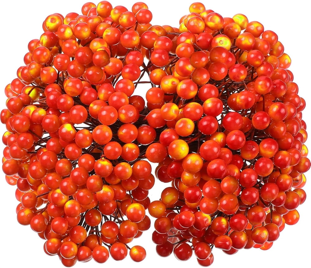 NOGIS Artificial Holly Berries on Wire Stems, 250 Stems with 500 Pieces ...
