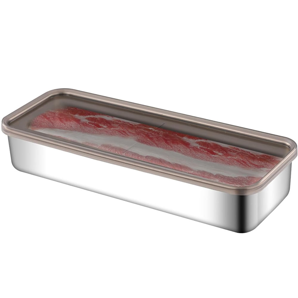 NOGIS Bacon Container with Lids for Refrigerator, Stainless Steel Deli ...