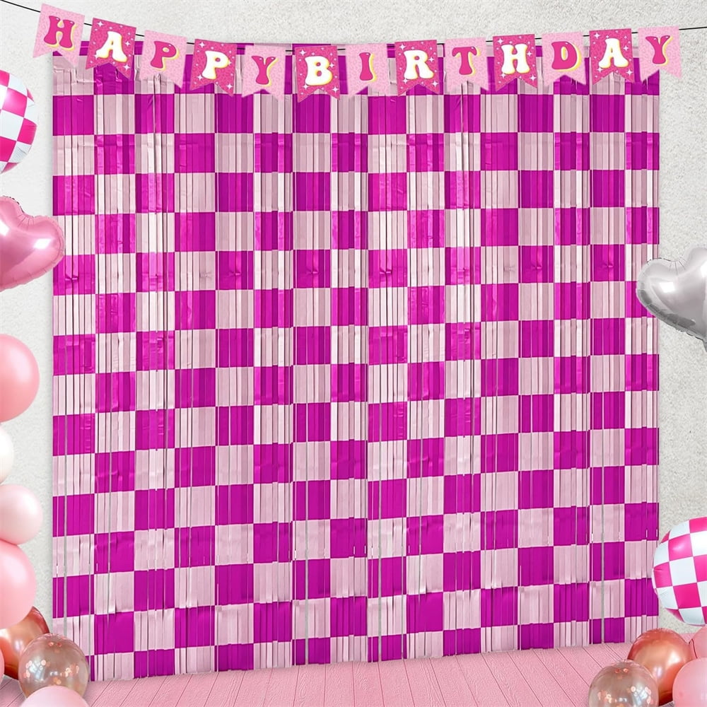 NOGIS Birthday Party Streamers Backdrops Decorations, 3 Pcs Pink ...