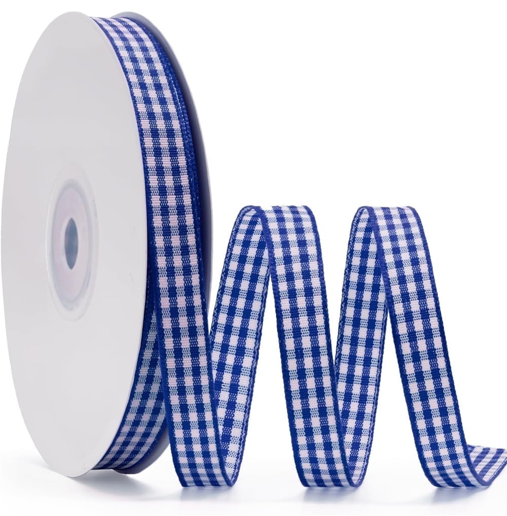 NOGIS Blue Gingham Ribbon, 0.4 inch x 50Yd Blue and White Thin Crafts ...