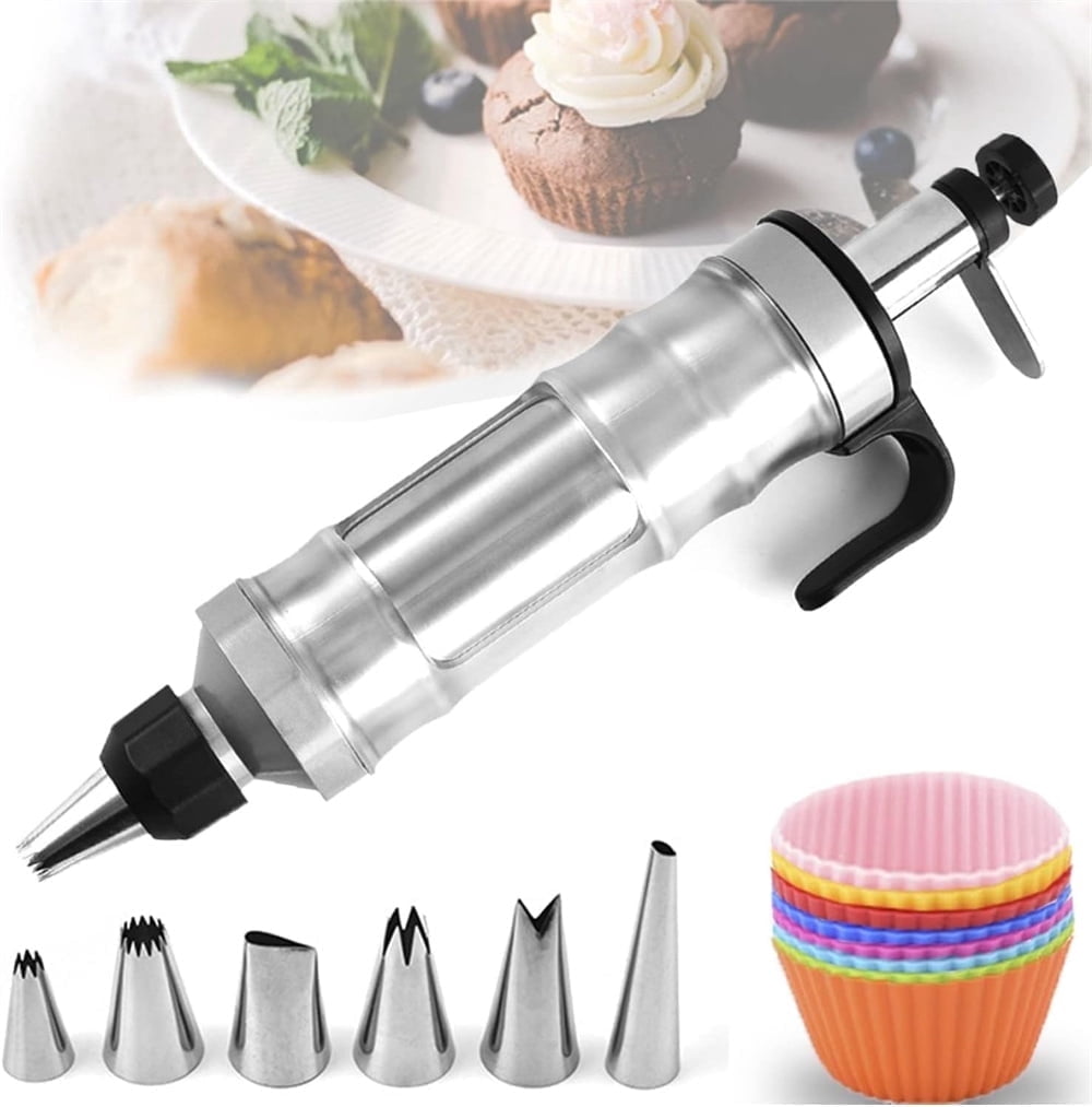 NOGIS Cake Decorating Gun, Cupcake Icing Piping Kit, Stainless Steel ...