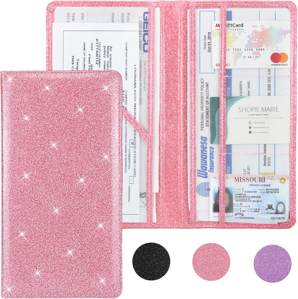 NOGIS Car Registration and Insurance Holder, PU Leather Vehicle Glove ...