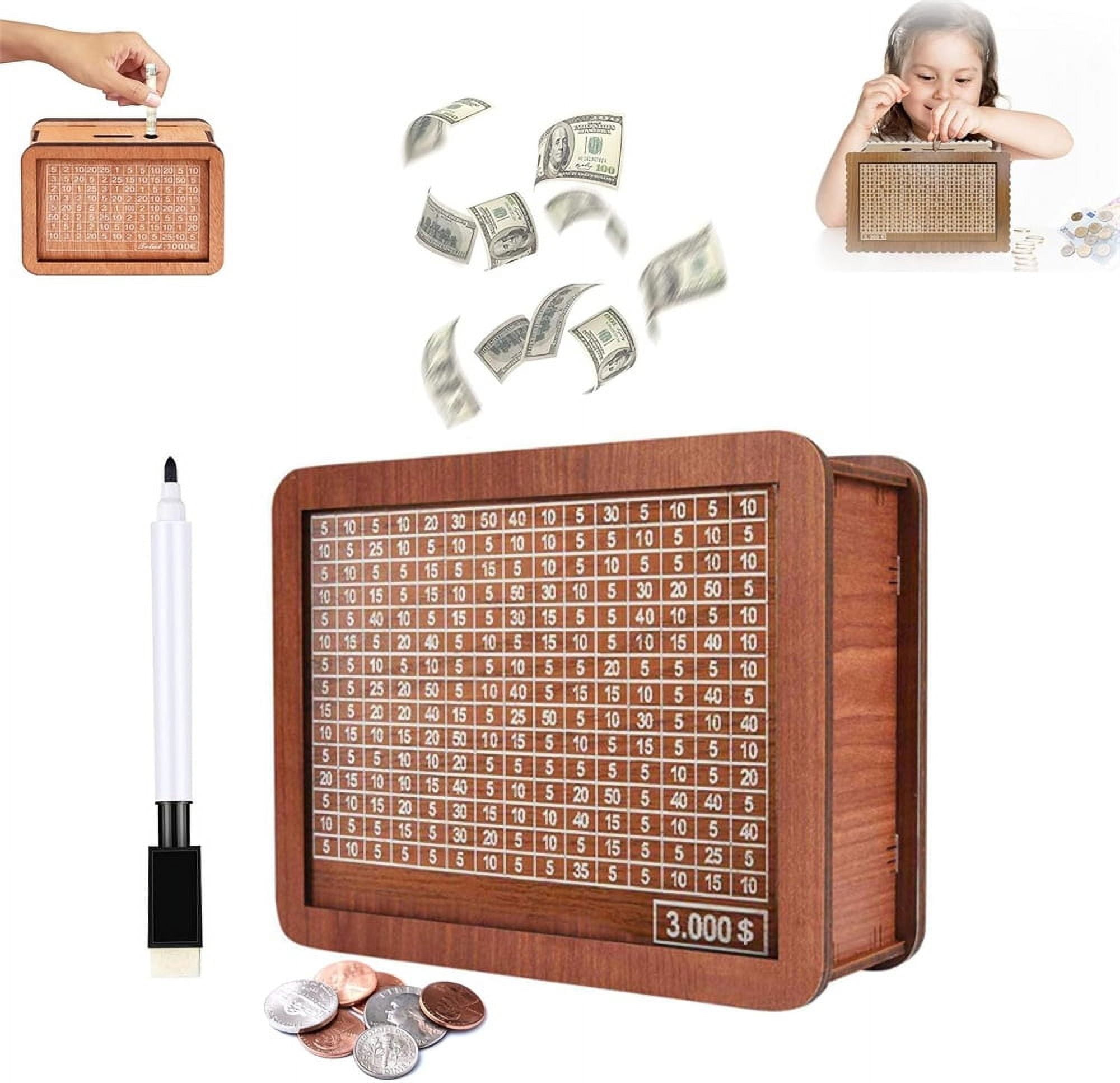 NOGIS Cash Vault Wooden Savings Box, Wooden Cash Saver Money Box, Cash ...