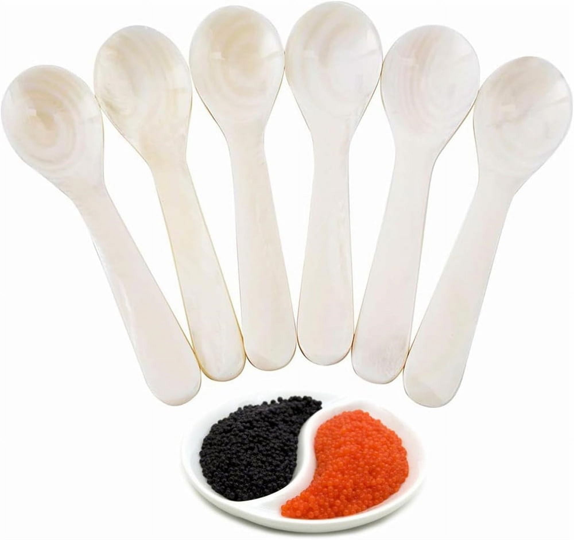 NOGIS Caviar Spoons Mother of Pearl Caviar Spoons with Hand Craft Round ...