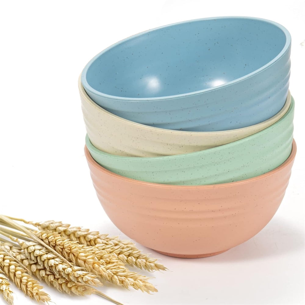 NOGIS Cereal Bowls - Set of 4 Wheat Straw Fiber Bowls，Unbreakable ...