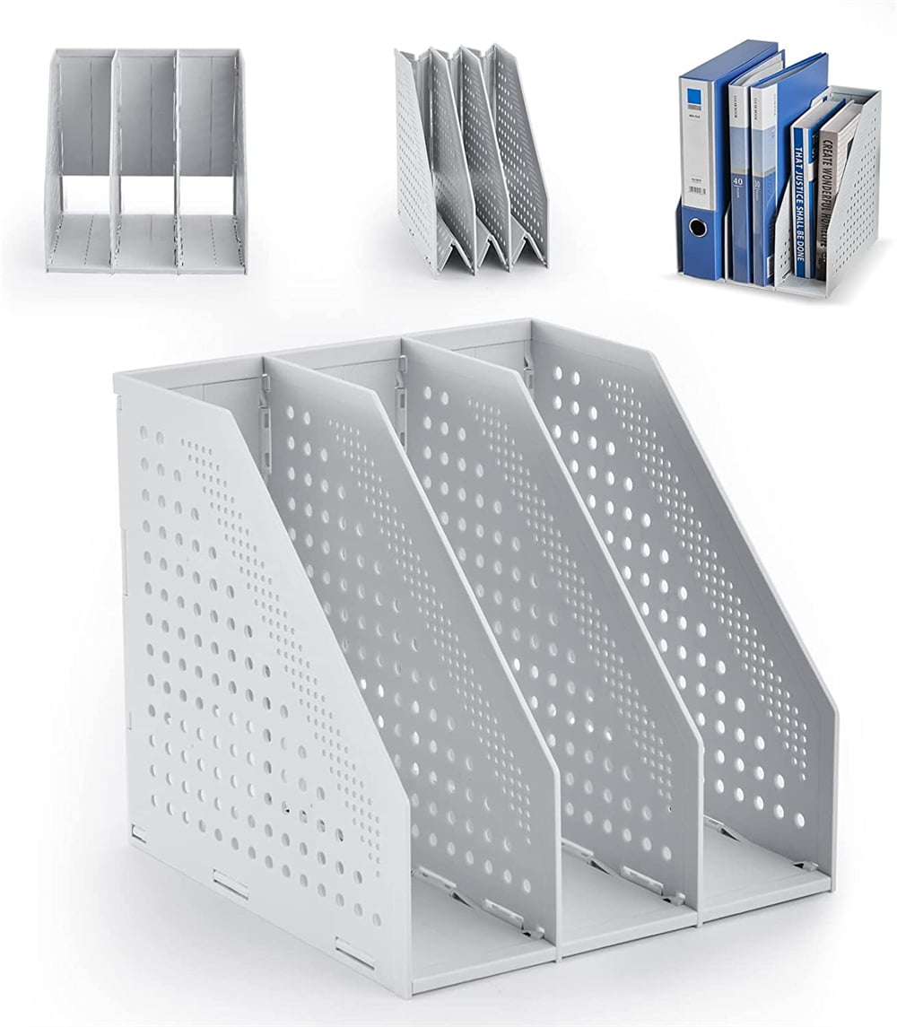 NOGIS Collapsible 3 Compartment Magazine Holder Desktop Adjustable ...