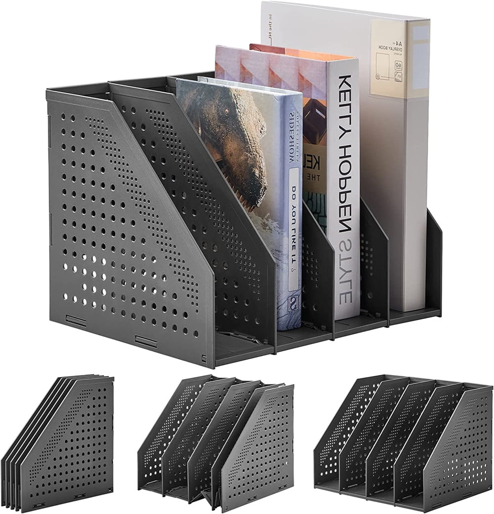 NOGIS Collapsible 4 Compartment Magazine Holder Desktop Adjustable ...