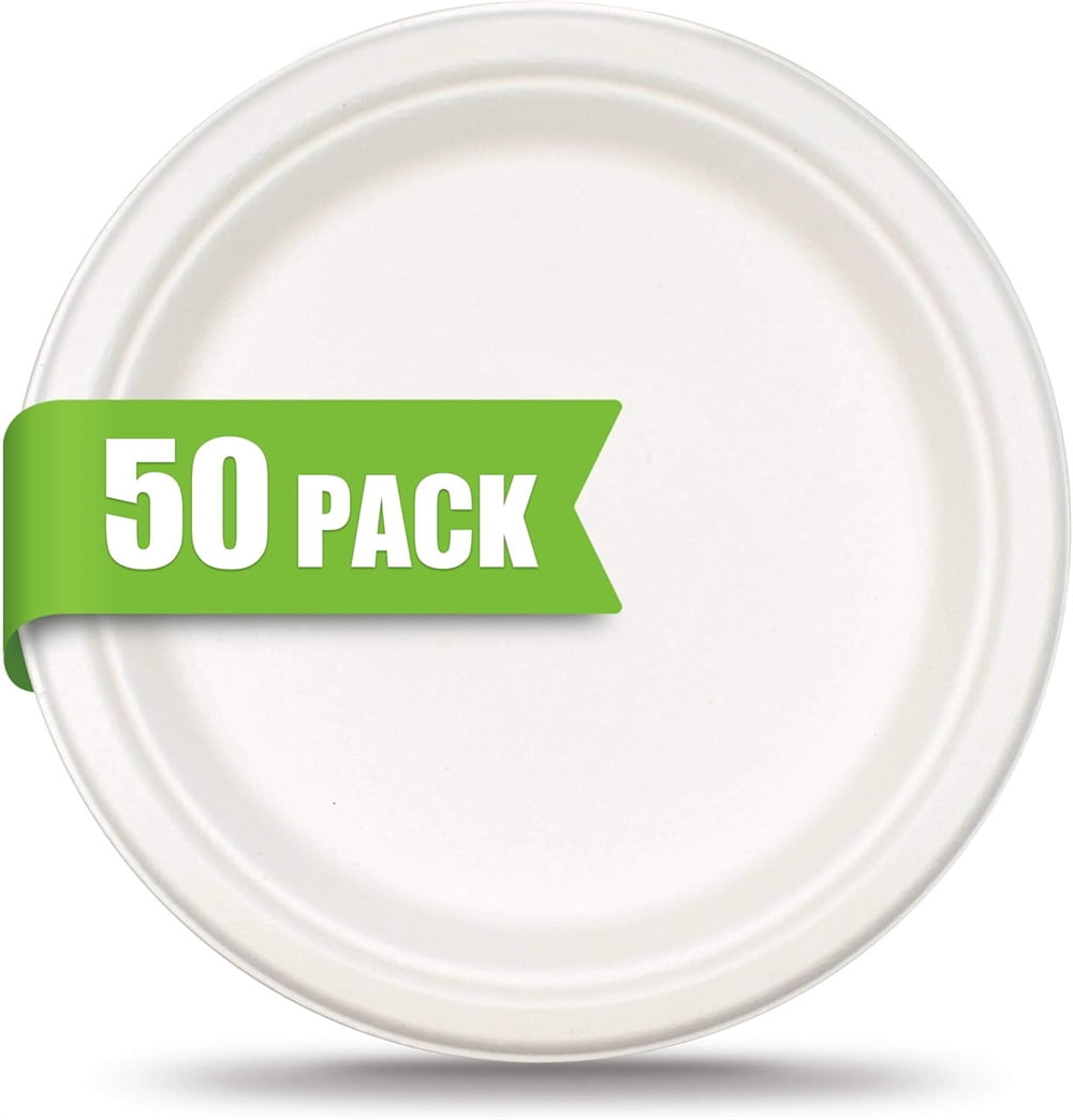 NOGIS Compostable Heavy Duty Plates 6 Inch [50 Pack] Eco-Friendly ...