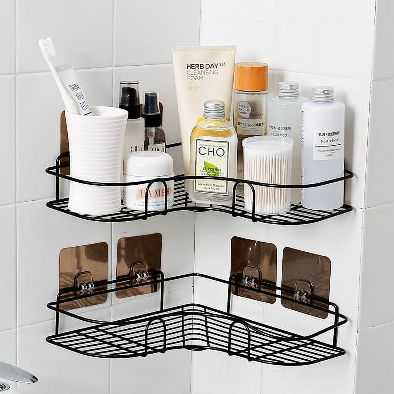 NOGIS Adhesive Shower Caddy, Wall Shelves Plastic Conditioner Bath ...