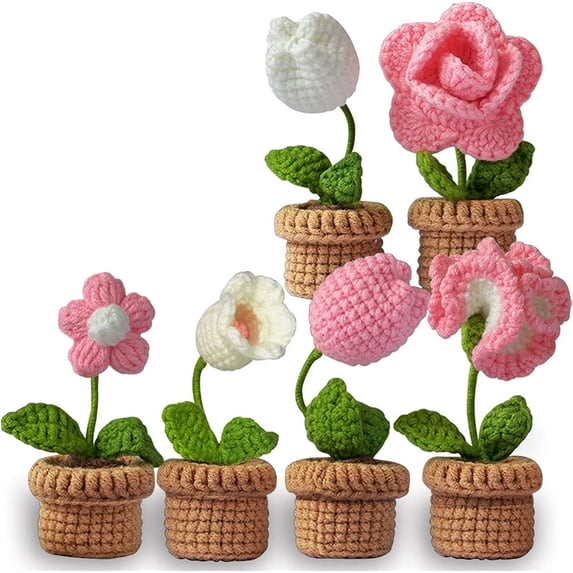 NOGIS Crochet Kit,6 pcs Potted Flowers Crochet Kit for Beginners and ...