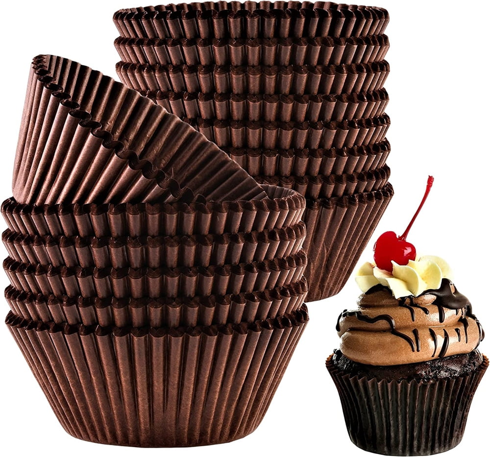 NOGIS Cupcake Liners - Mini Size Brown Cupcake Wrappers to use for Pans ...