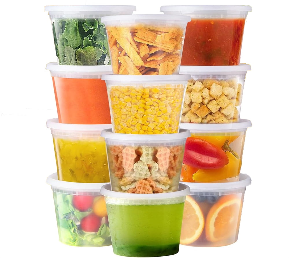 NOGIS Deli Containers with Lids 12 Sets -Pint Plastic Soup Containers ...
