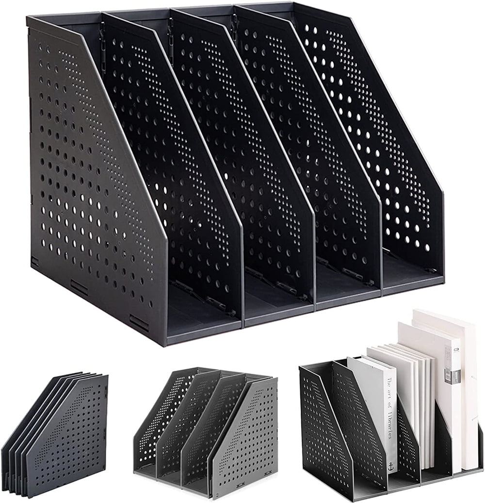NOGIS Desktop File Magazine Folder Holder 4 Section Plastic Hollow ...