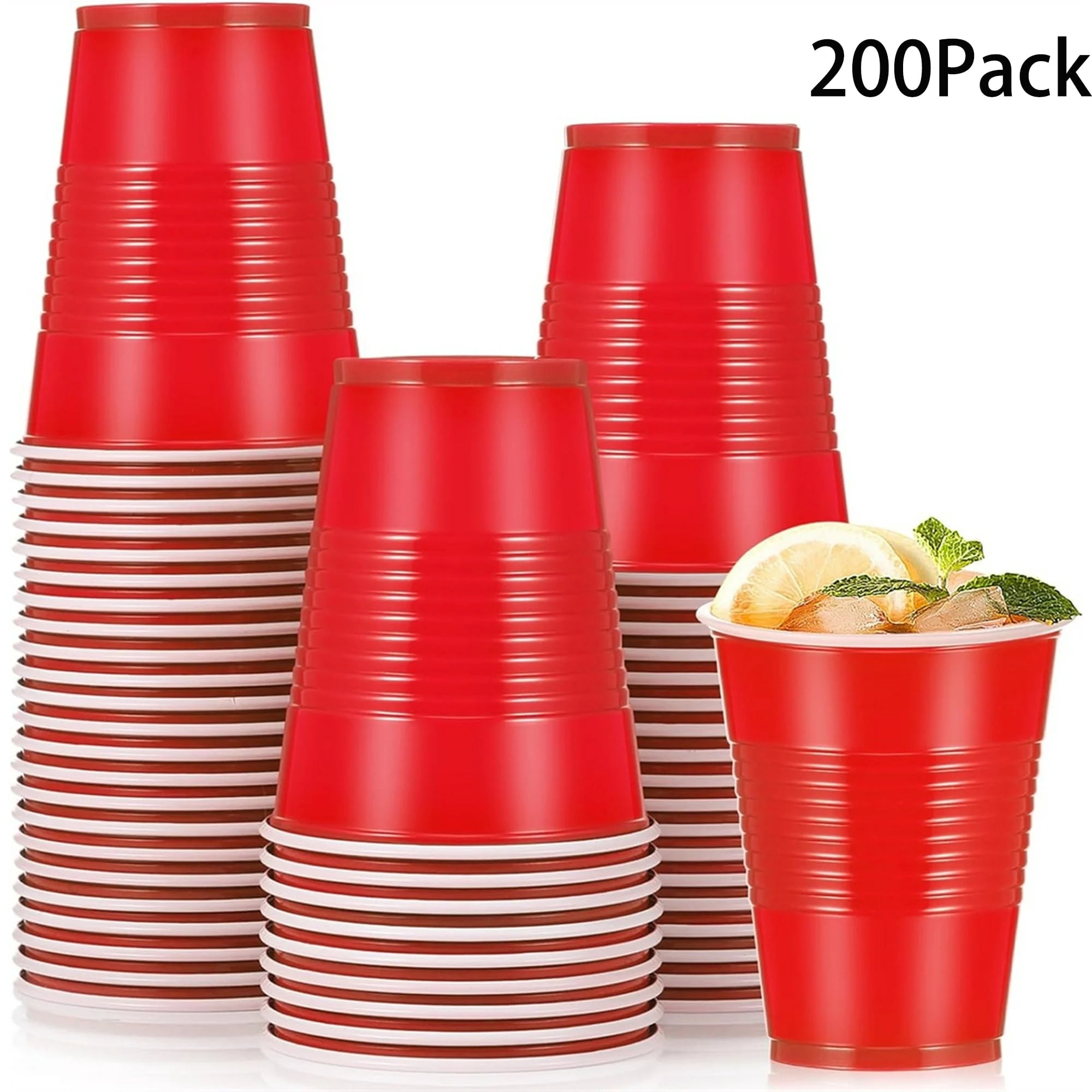 NOGIS Disposable Plastic Cups, Red Colored Plastic Cups, 16-Ounce ...