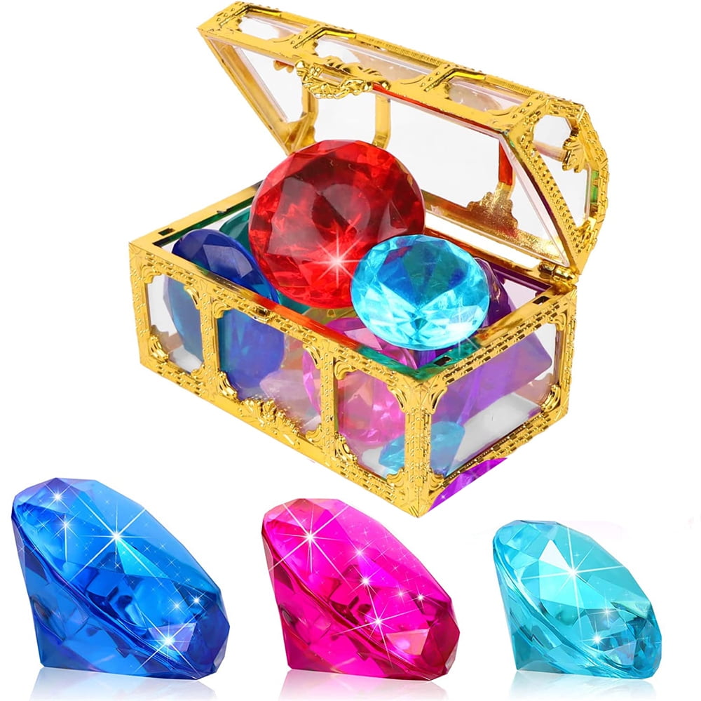 NOGIS Diving Gems for Pool, 10PCS Colorful Glittery Acrylic Pool Jewels ...