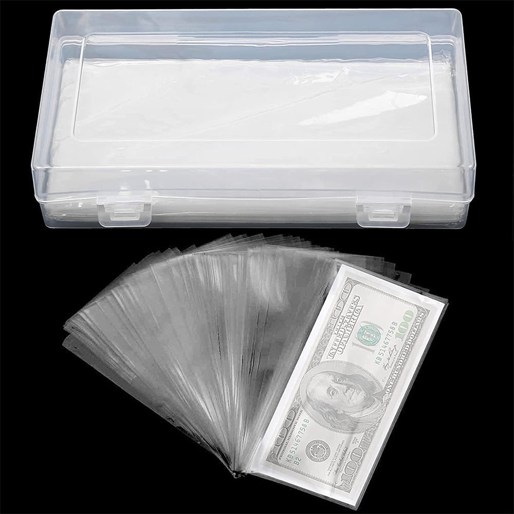 NOGIS Plastic Dollar Bill Holder with Storage Case, 100pc Clear ...