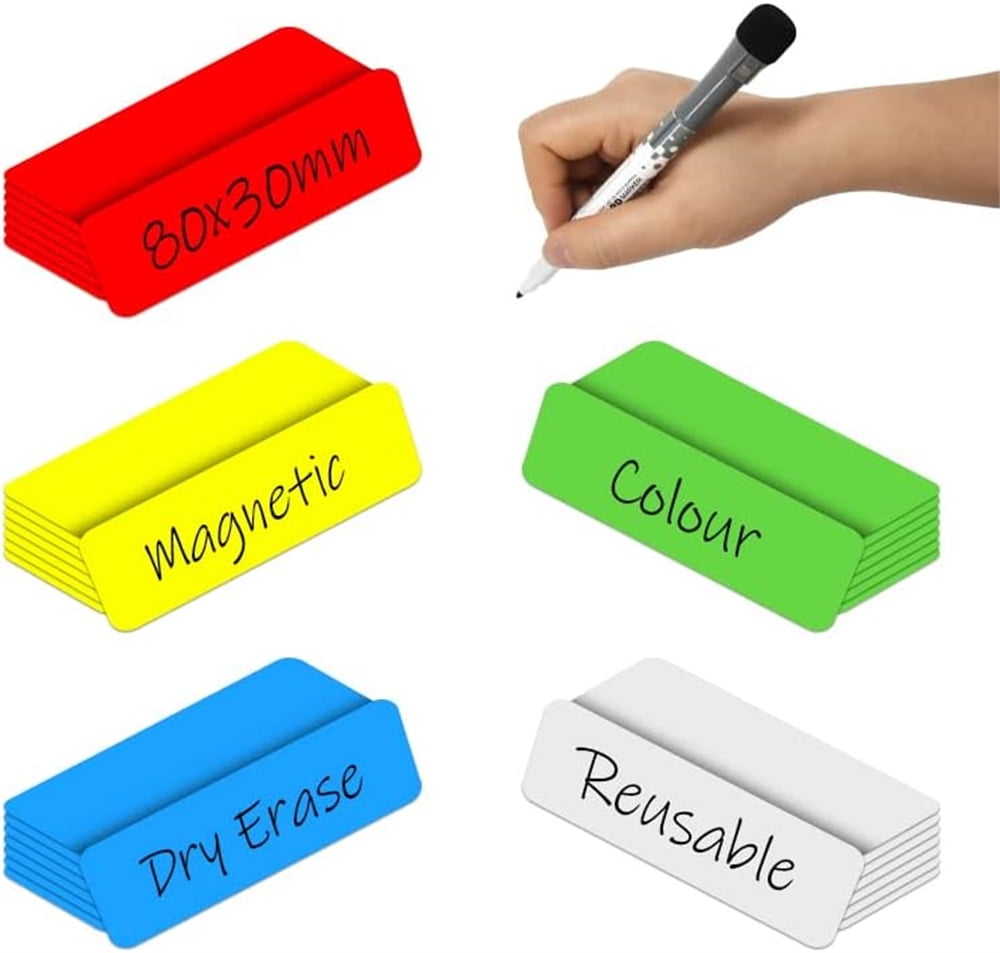 NOGIS Dry Erase Magnetic Labels 3.1x1.2 Inch, Reusable Magnetic Labels ...