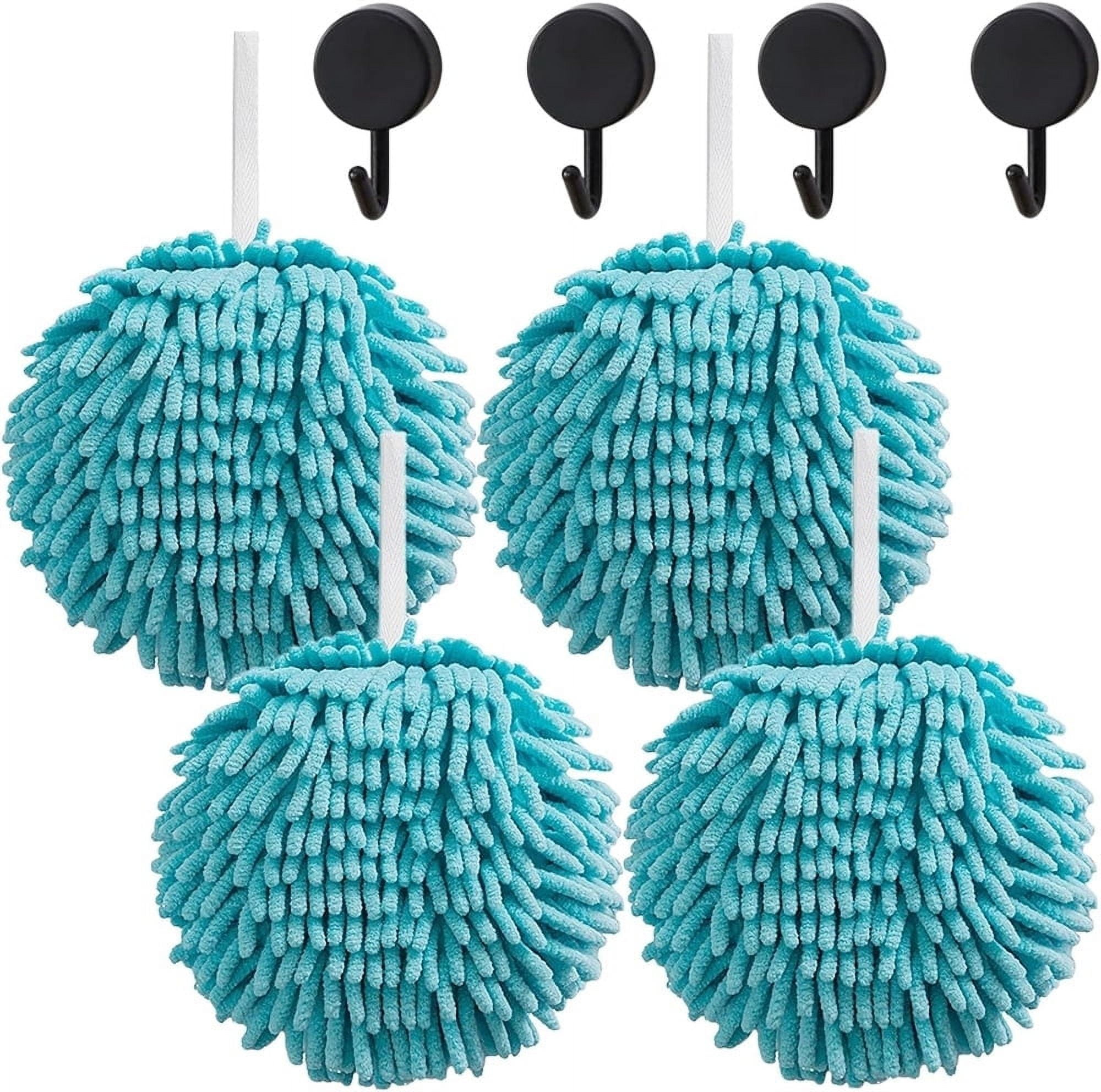 NOGIS Fuzzy Ball Towels,4 Pack Hanging Bathroom Hand Towels Super ...