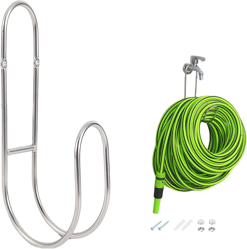 NOGIS Garden Hose Holder Wall Mount, Heavy Duty Stainless Steel Hose ...