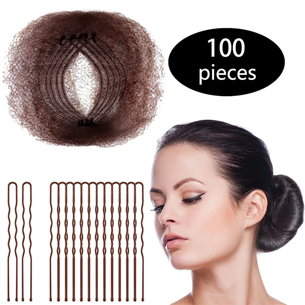 NOGIS Hair Nets Invisible Elastic Edge Mesh and U Shaped Pins Set, 50 ...