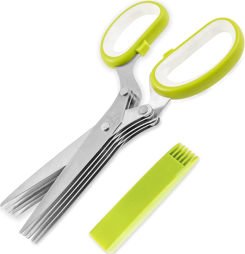 NOGIS Herb Scissors, 5-Layers Food-Grade Stainless Steel Blades Kitchen ...