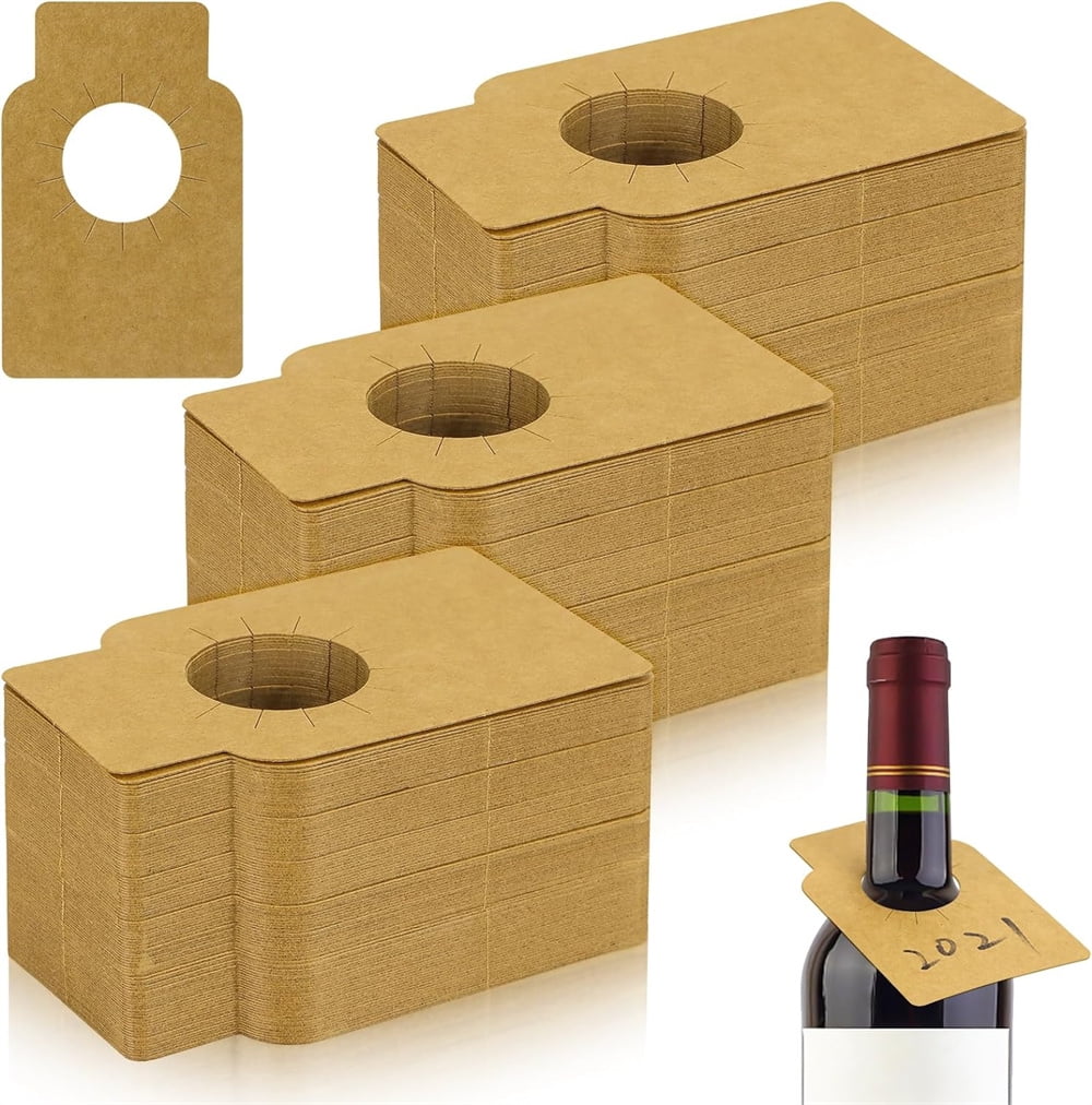 NOGIS Kraft Paper Wine Bottle Tags (300 Pcs) - Durable Blank Wine ...