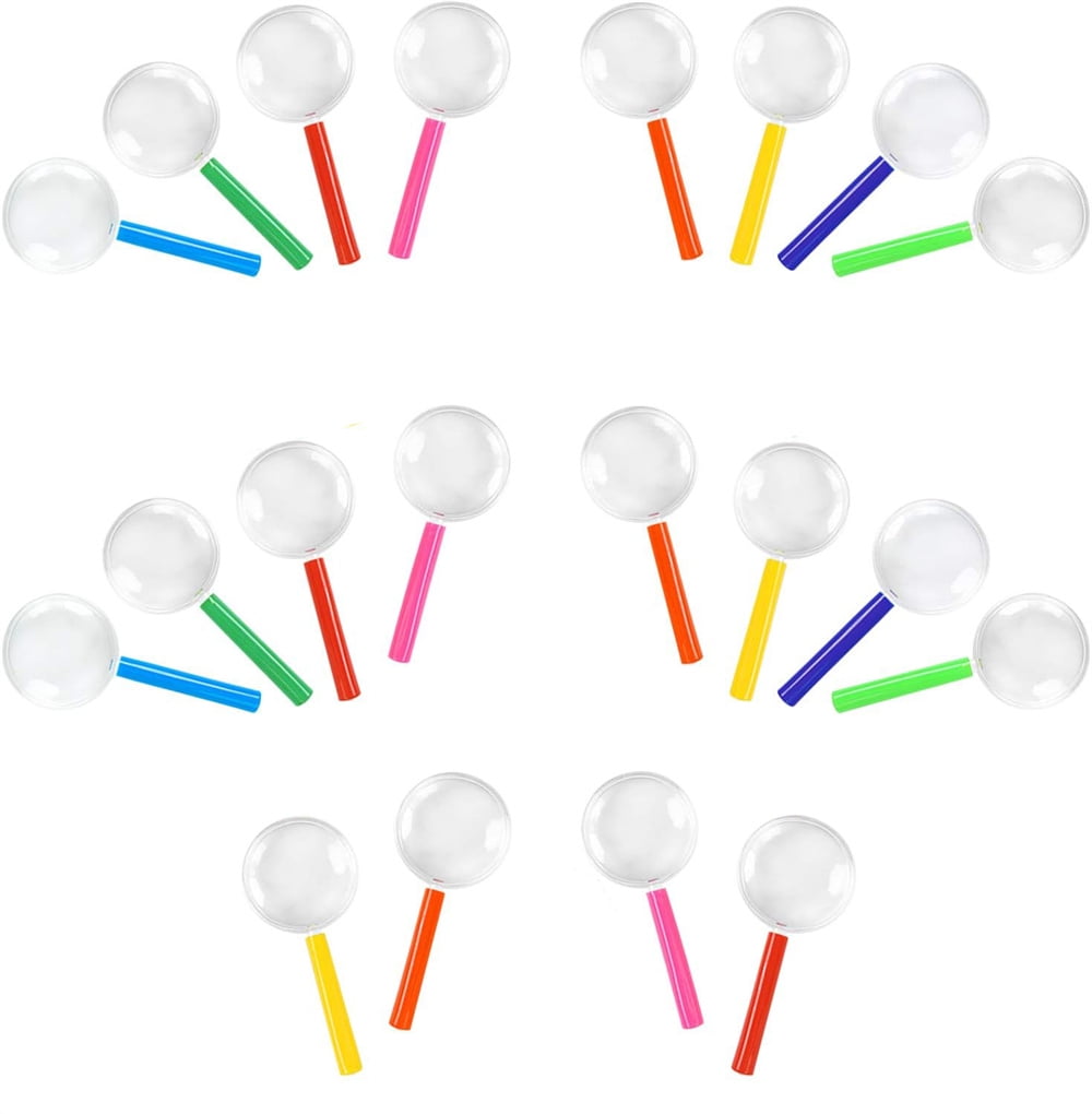 NOGIS Magnifying Glass Kids 20 Pieces Plastic Magnifier Colorful Mini ...