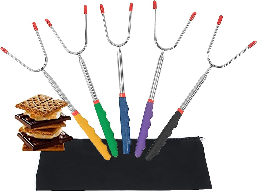 NOGIS Marshmallow Roasting Sticks - Set of 5 Multicolored Telescoping ...
