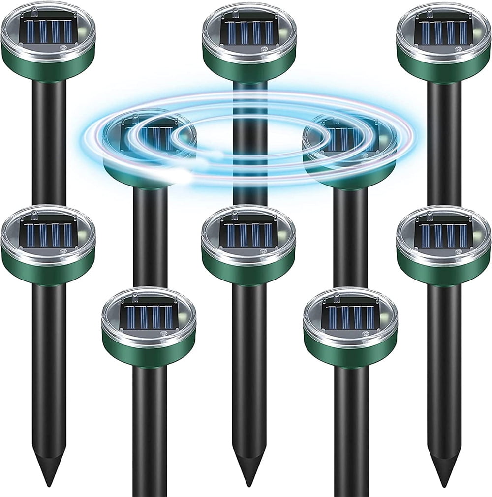 NOGIS Mole Repellent Solar Powered 10 Pack Sonic Snake Repellent ...