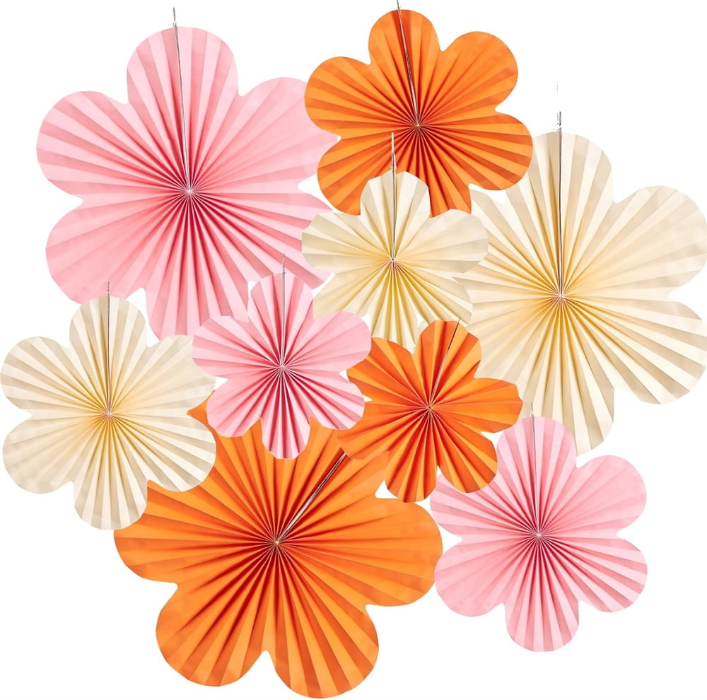 NOGIS 9Pcs Paper Flowers Party Decorations for Wall Paper Fans ...