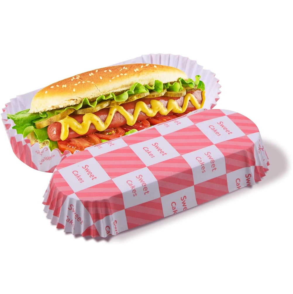 NOGIS Paper Hot Dog Trays Disposable (200-Count) 5.5 Inch Fluted Hot ...