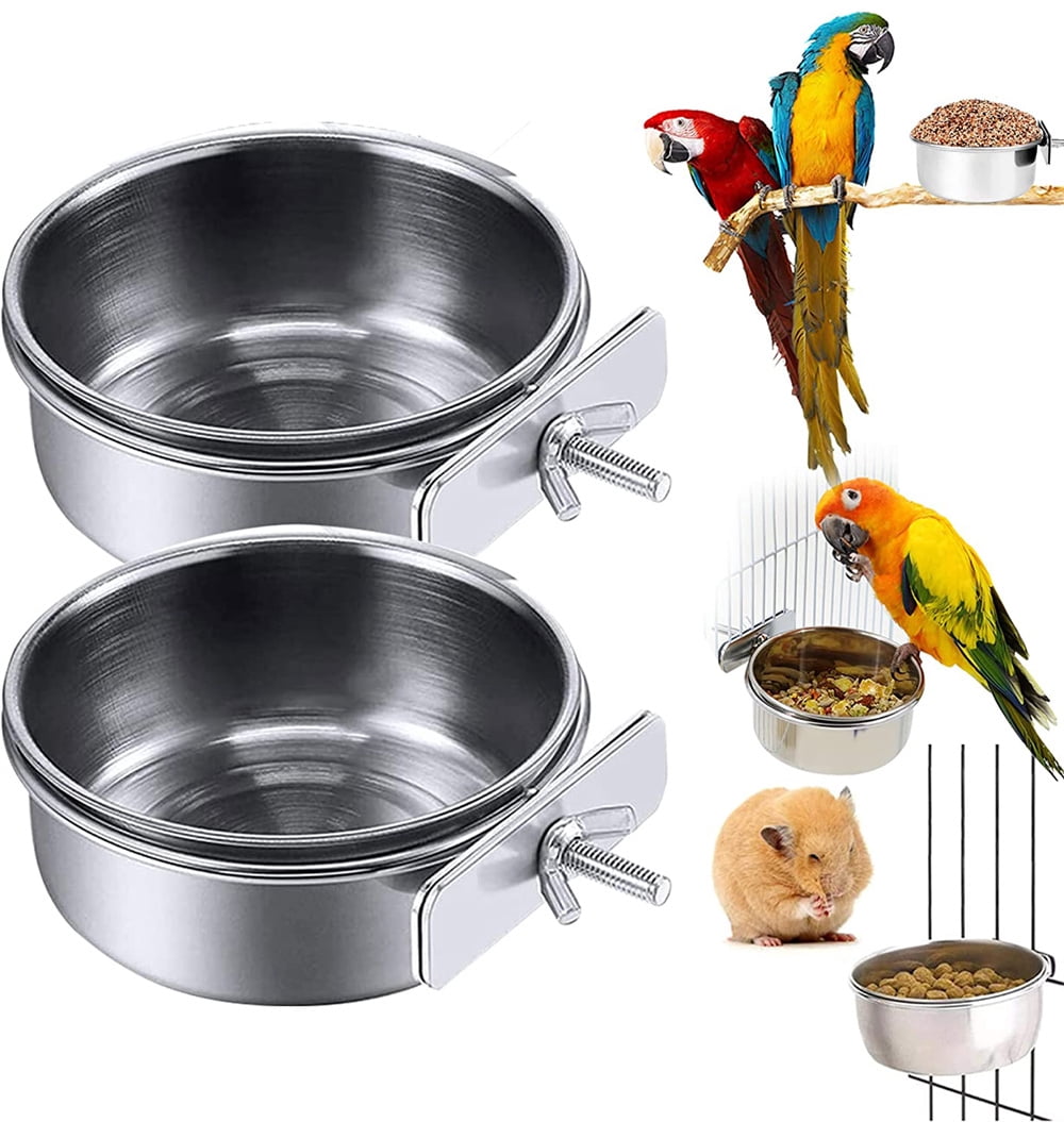 NOGIS Parrot Feeding Cups Birds Food Dish Stainless Steel Parrot ...