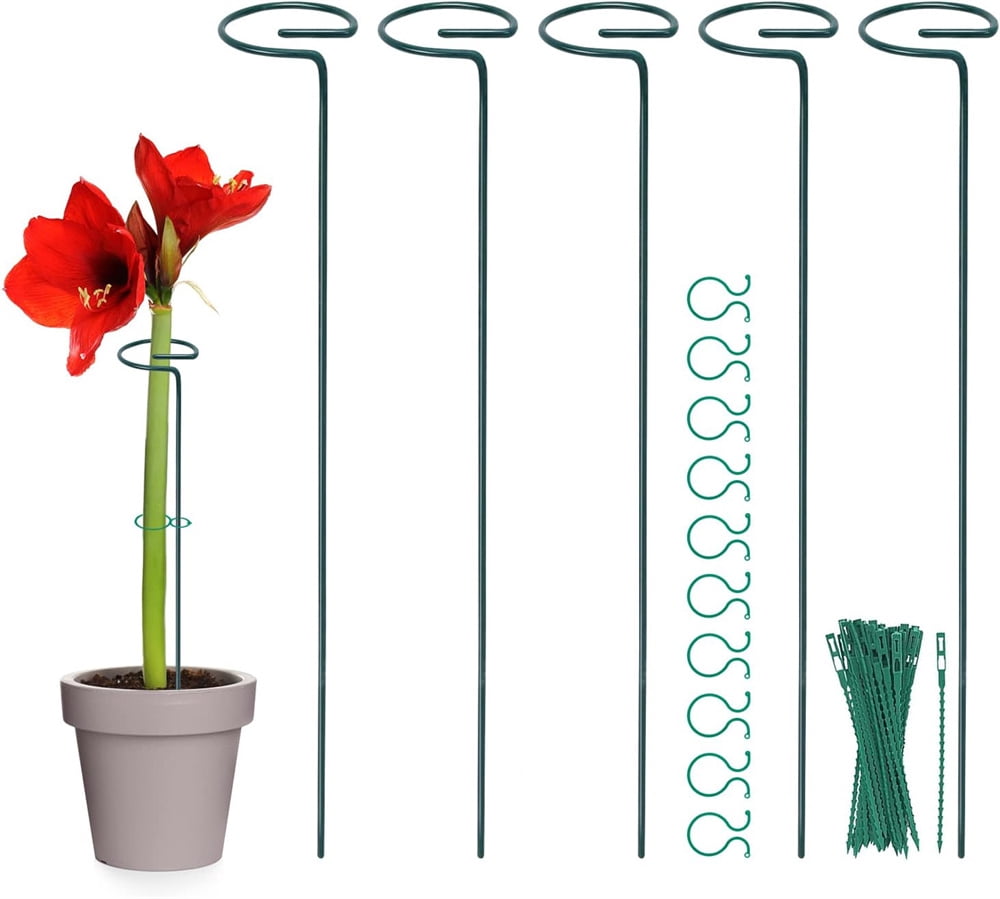 NOGIS Plant Stakes, 5 Packs, 17.8 Inches Single Stem Plant Support ...