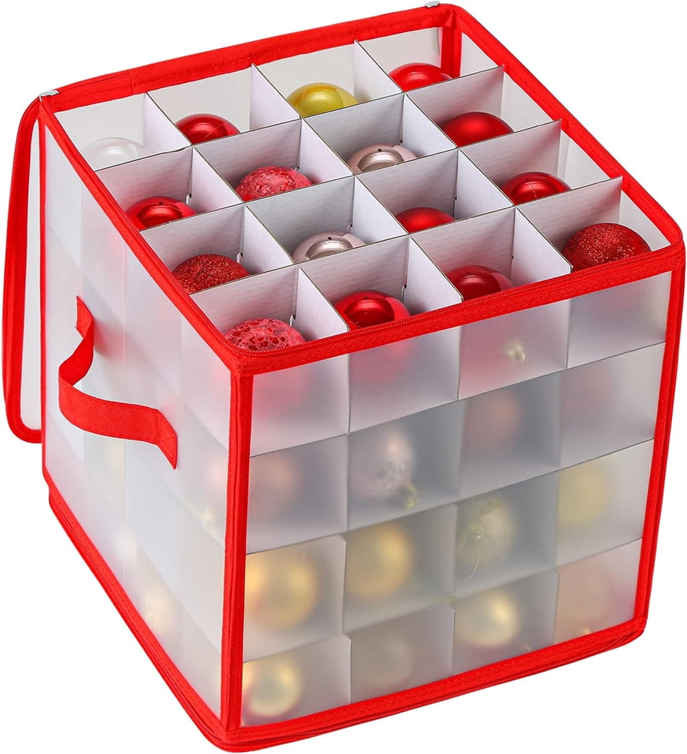 NOGIS Plastic Christmas Ornament Storage Box with Lid Hold 64 Christmas ...