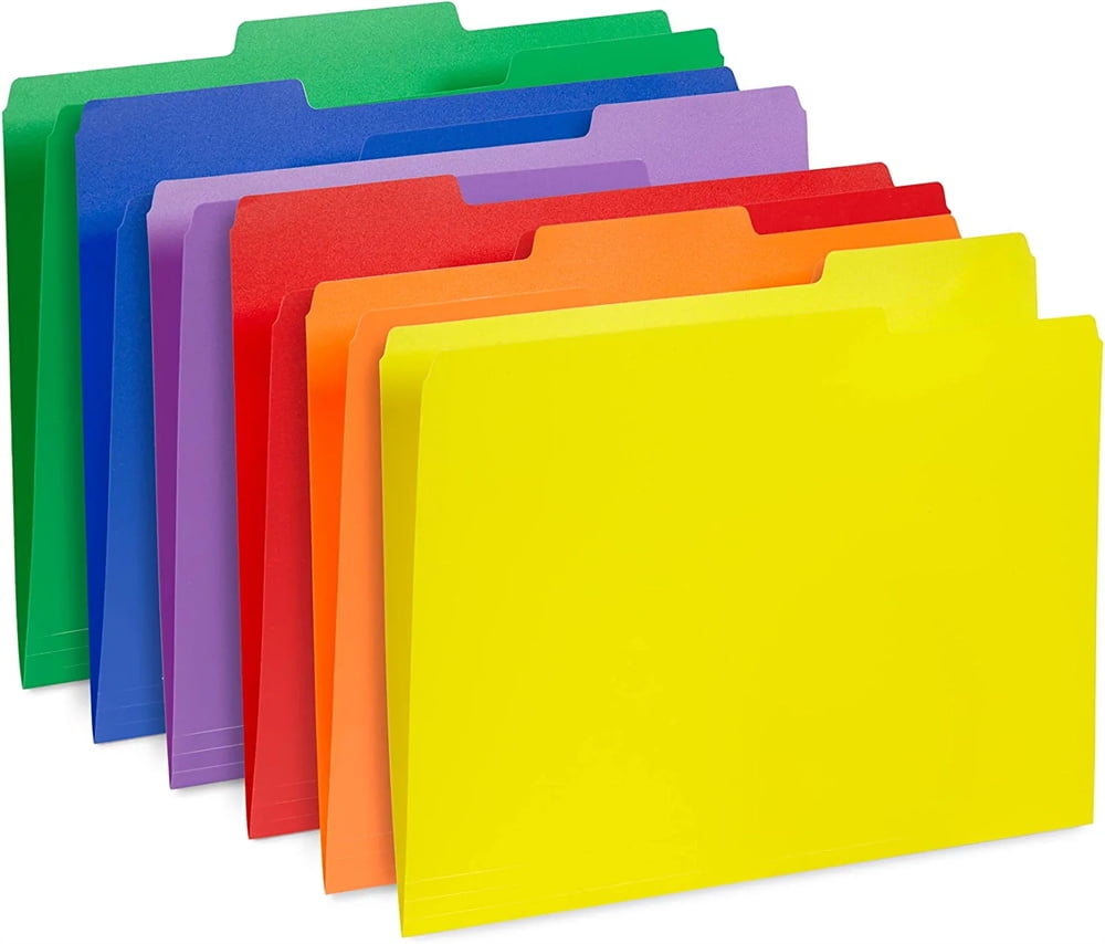 NOGIS Plastic Colored File Folders (12 Pack, 6 Colors), Sturdy 3 Tab ...