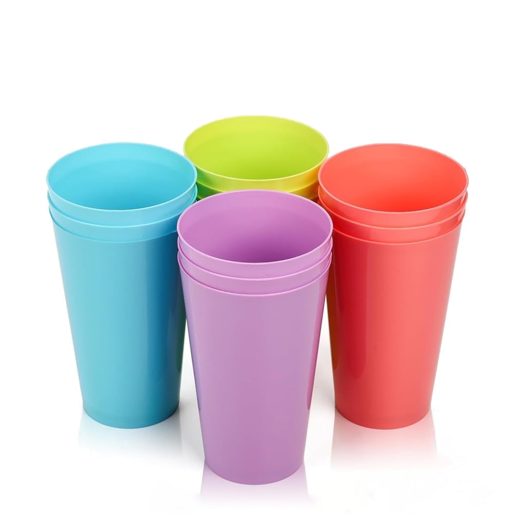 NOGIS Plastic Cups Reusable, Stackable Tumblers 24 oz, Set of 12, BPA ...