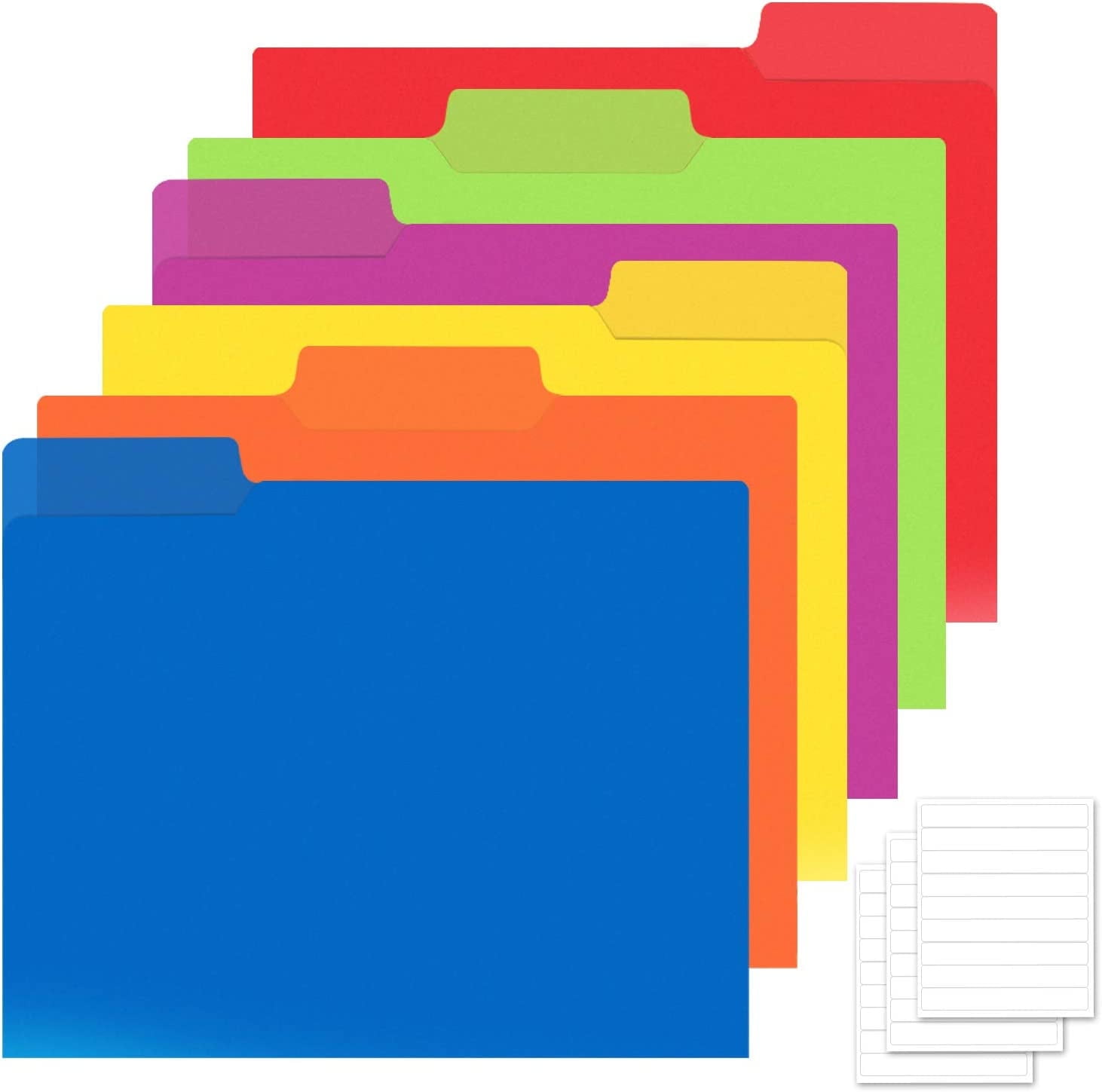 NOGIS Plastic File Folders, 1/3 Cut Tab, Heavy Duty Multi Colored Poly ...