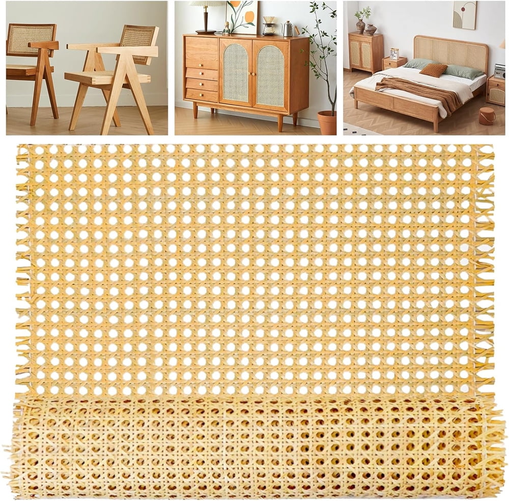 NOGIS Plastic Rattan Cane Webbing Roll, 17.7 x 39.3 Inch Hexagon Pre ...