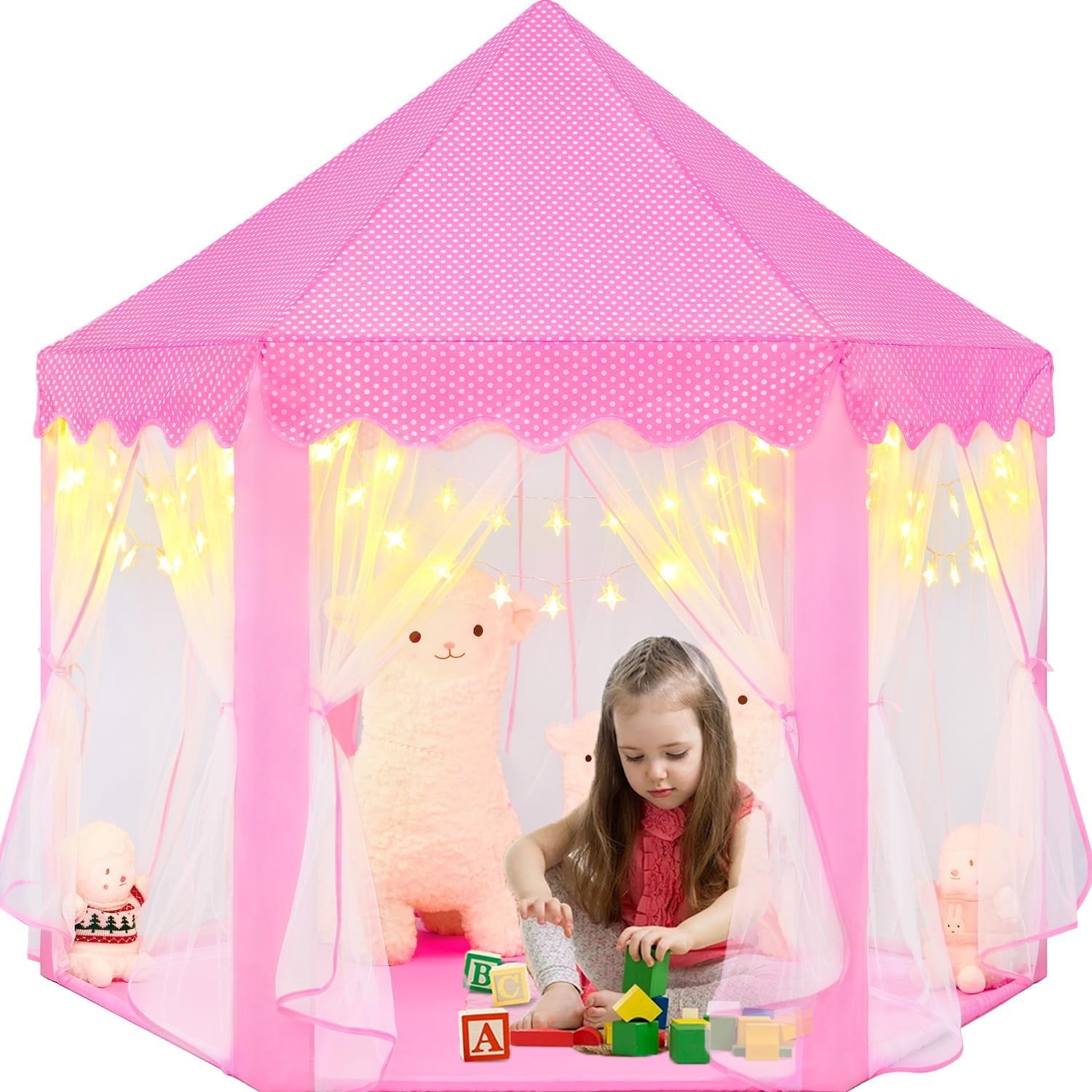 NOGIS Princess Castle Play Tent with Lights, 55''x53'', Indoor ...