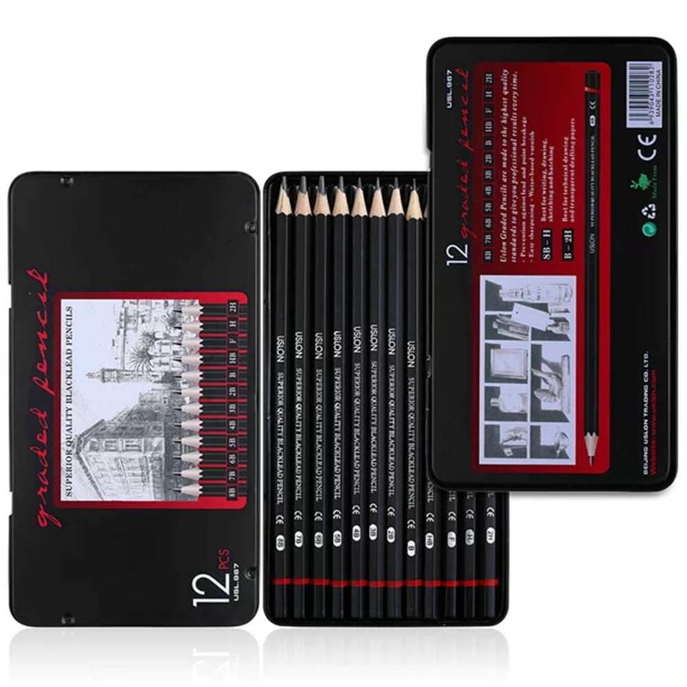 NOGIS Professional Drawing Sketch Pencils Set of 12, Medium (8B - 2H ...