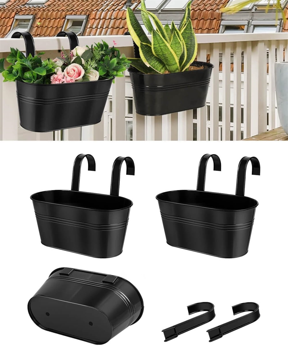 NOGIS Railing Planter with Drainage Holes- Sturdy Bucket Pots for ...