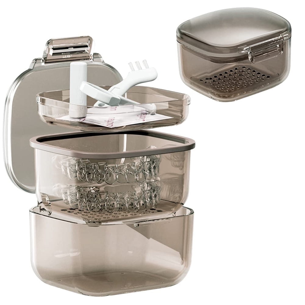 Retainer Case, Retainer Cleaner Case, NOGIS Unique Denture Bath with ...