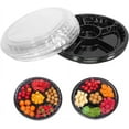 NOGIS Plastic Appetizer Tray with Lid 10.4 Inch Divided Round Serving ...