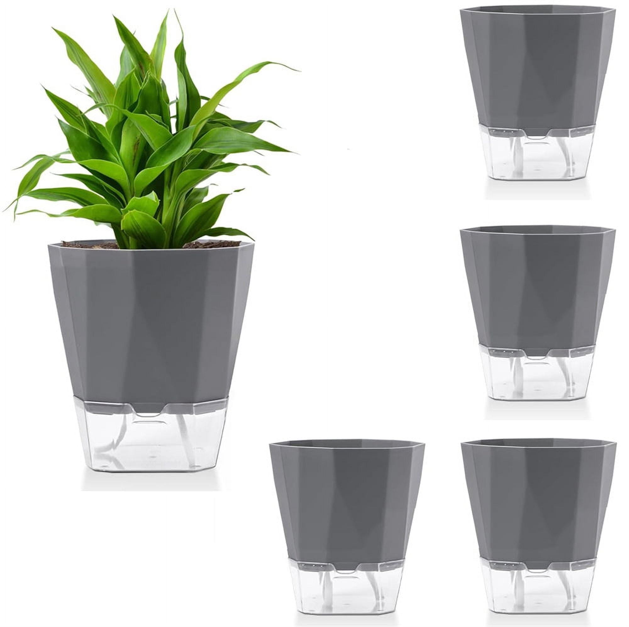 NOGIS Self Watering Planters, 4 Pack 5 Inch Self Watering Pots for ...
