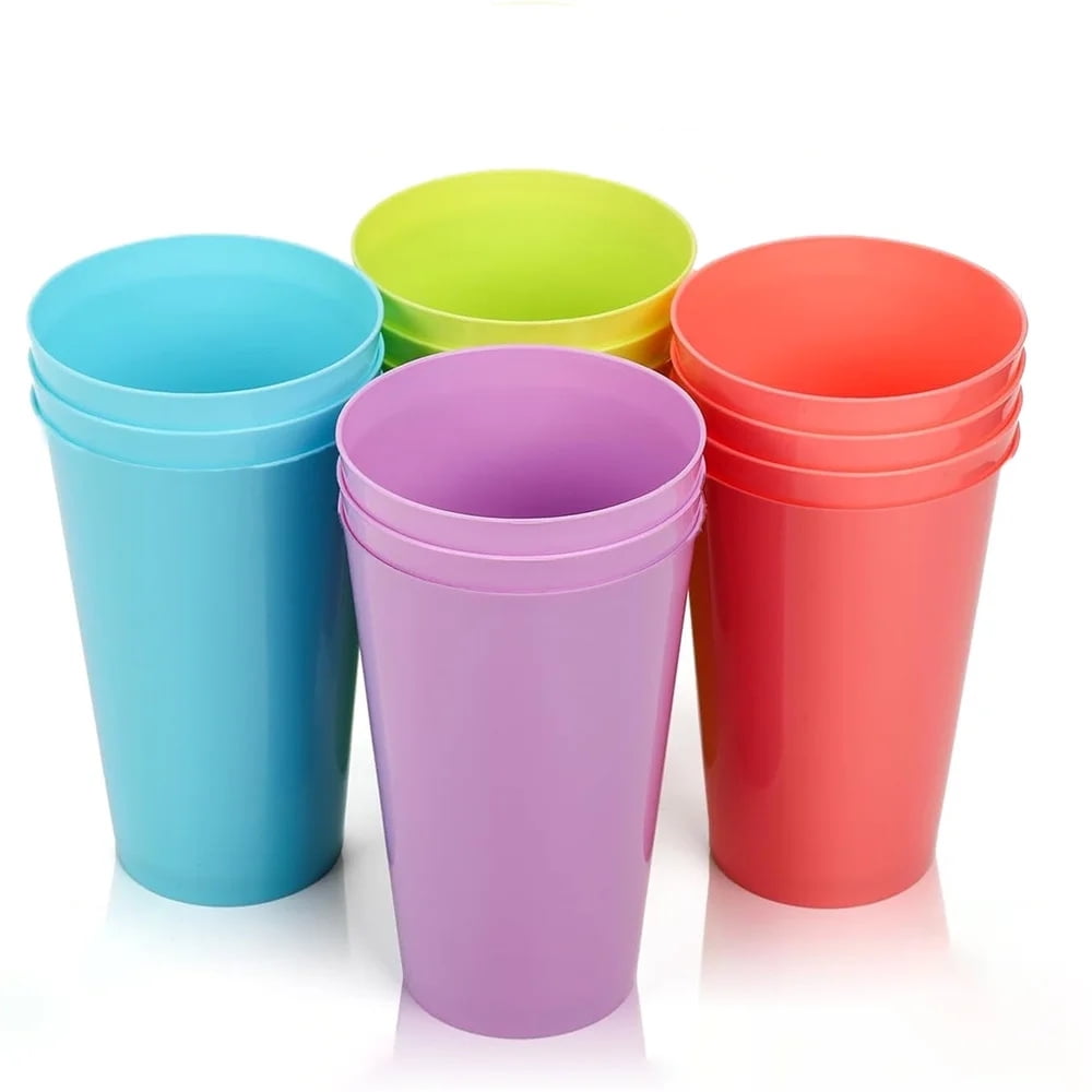 NOGIS 12 Pcs Kids Plastic Cups - 17.5 Ounce Children Drinking Cups ...
