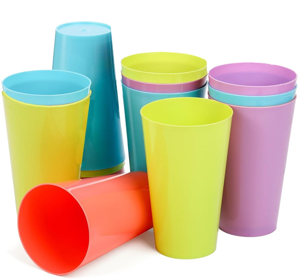NOGIS Set of 12 Kids Plastic Cups- 9 oz Children Drinking Cups Reusable ...
