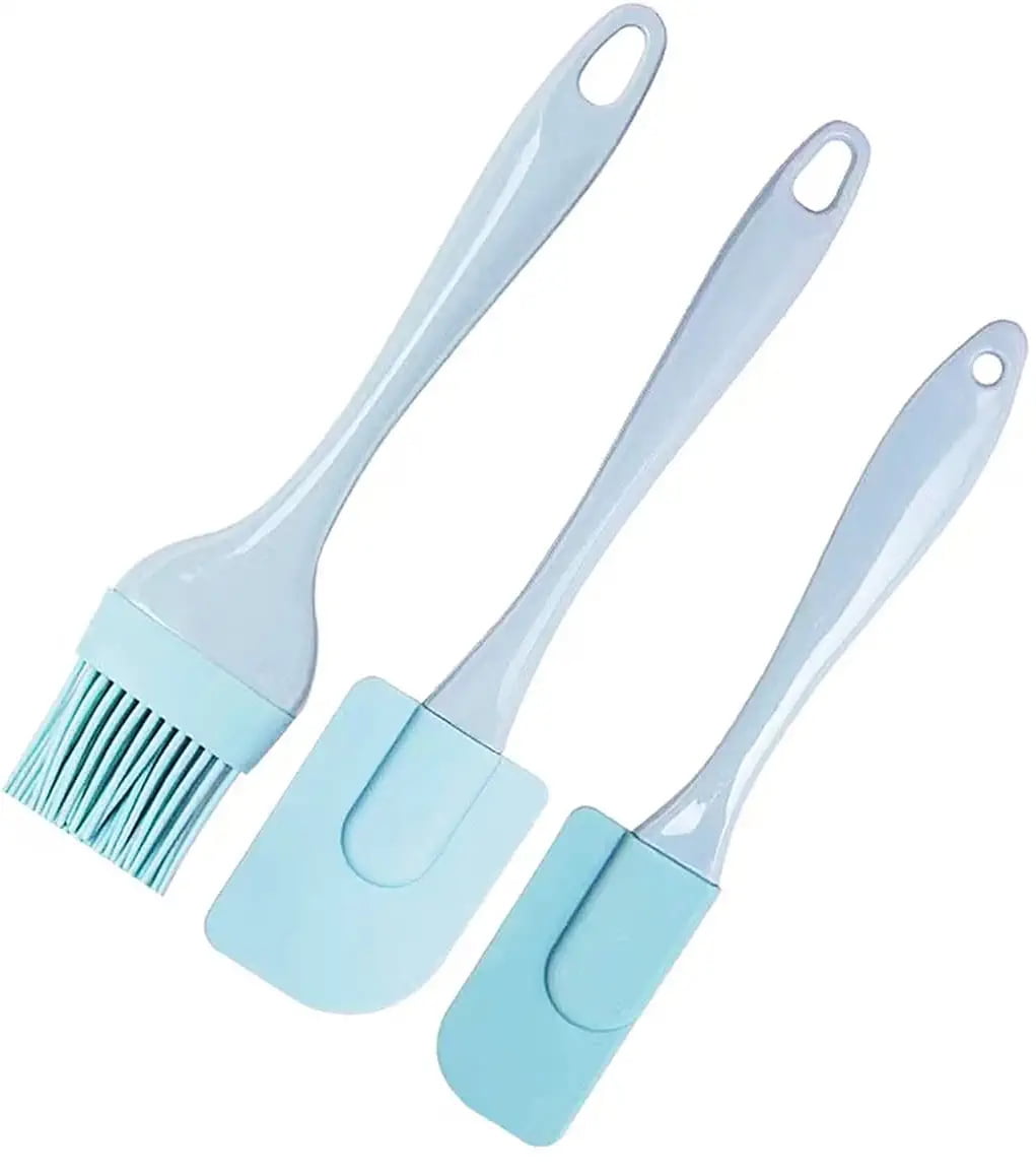 NOGIS Silicone Spatula Set - Blue 3 Piece Non - Stick Rubber Spatula ...